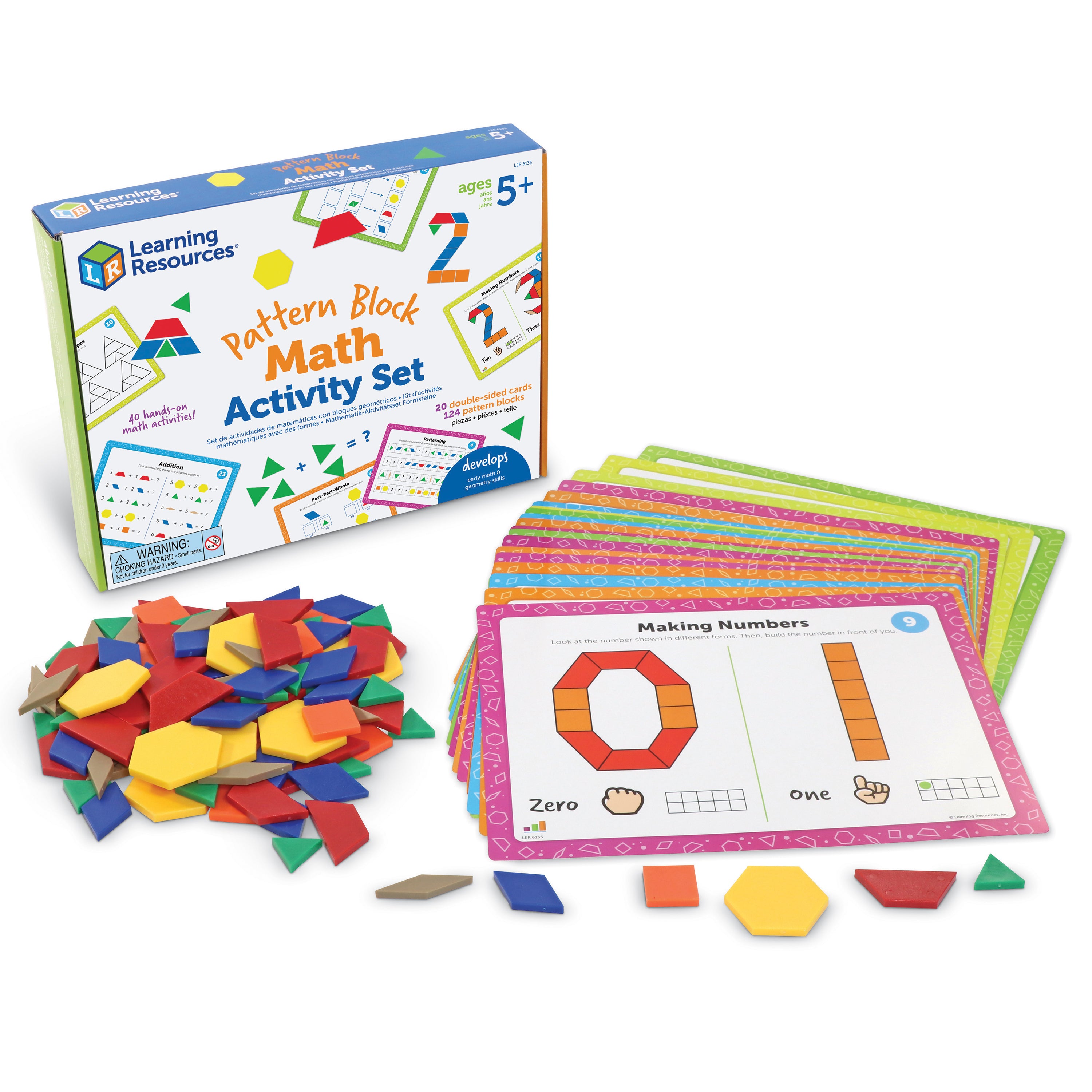 Learning Resources Pattern Block Math Activity Set, 124 Plastic Patter ...