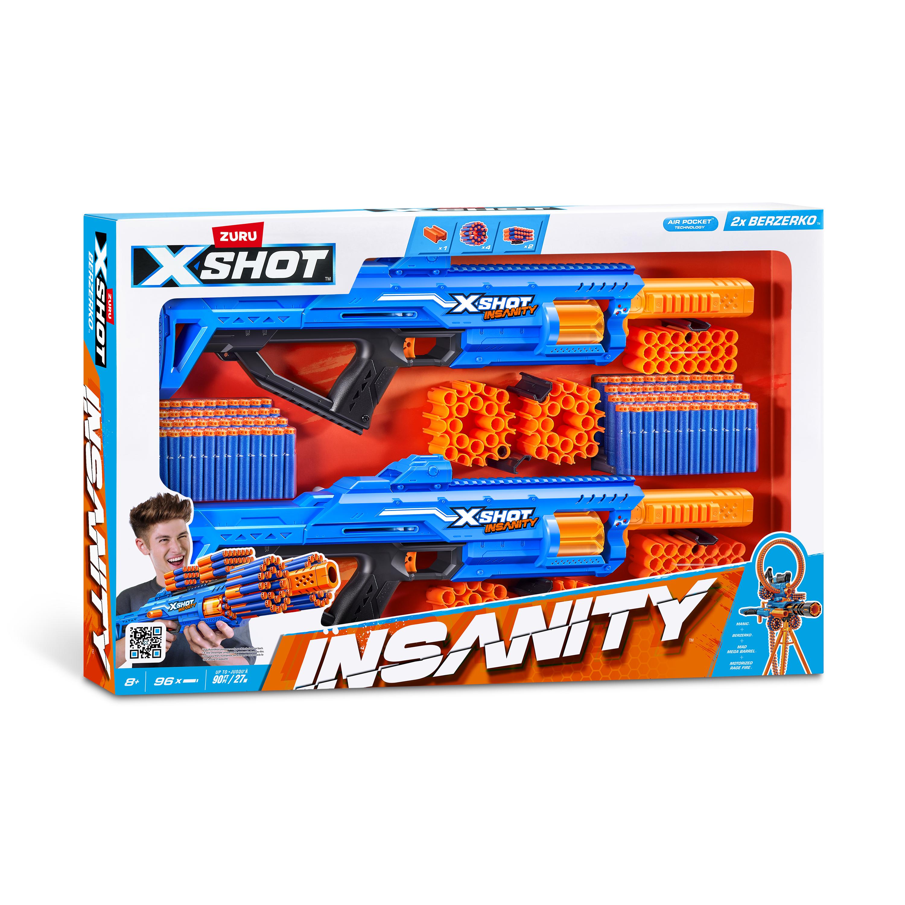 XShot Insanity Double Berzerko Blaster Pack, 8-Shot Dart Gun with 96 F ...