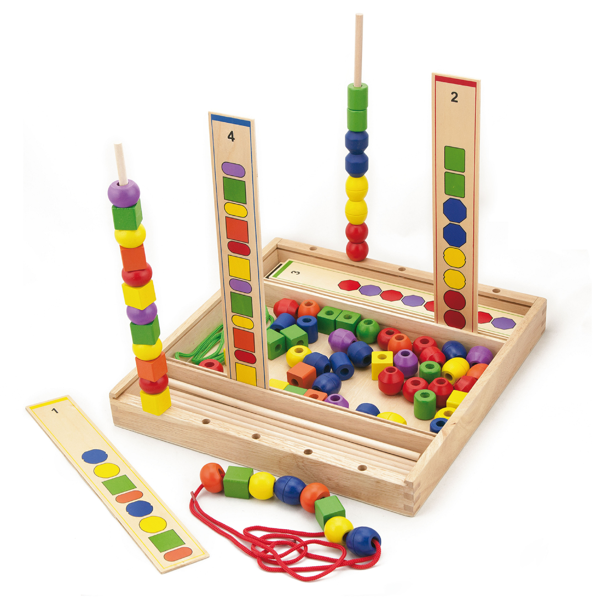 VIGA Wooden Beads Sequence Toy, 72-Piece Montessori Sorting & Pattern ...