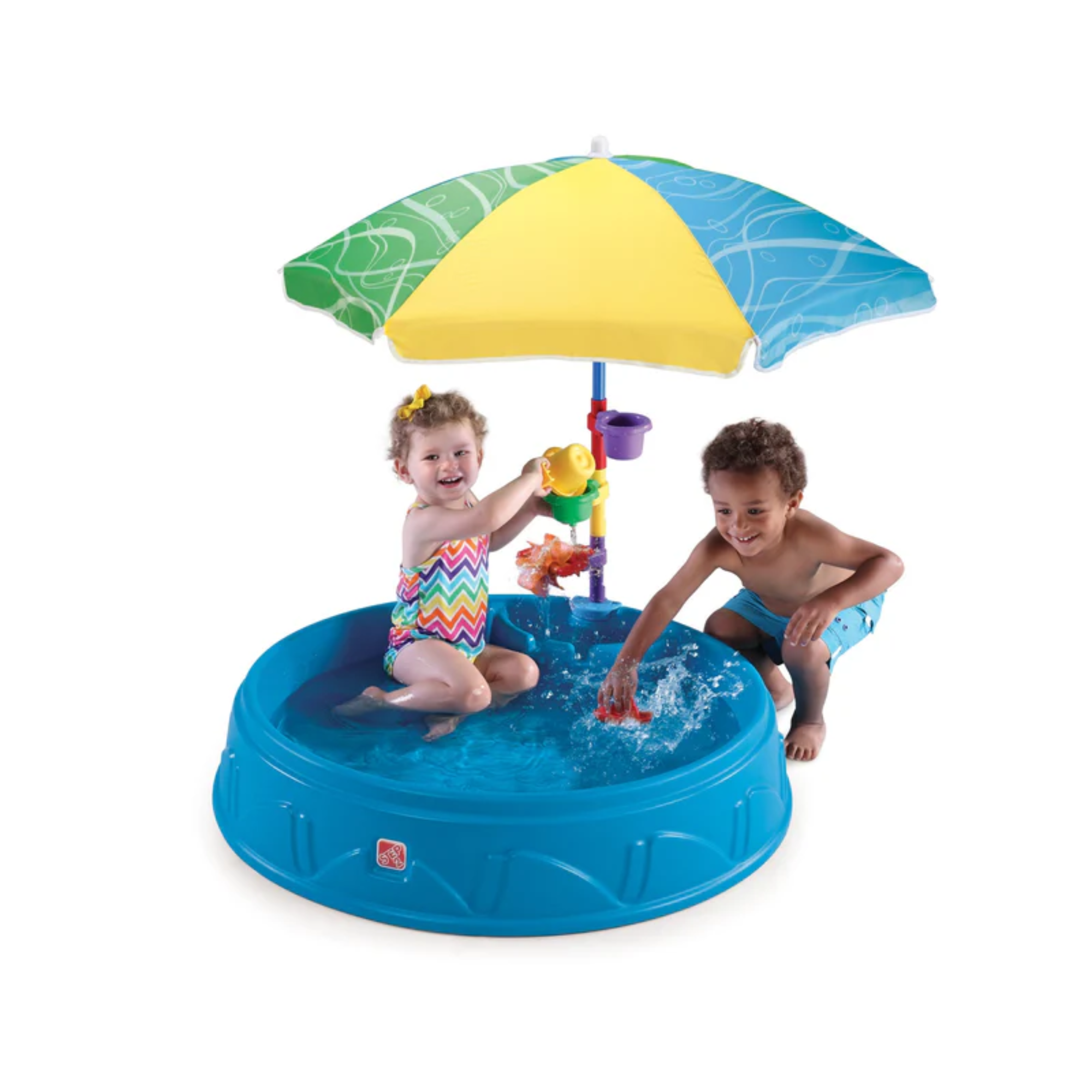 Step2 Play & Shade Pool, 45 Litre Outdoor Water Pool with Two Molded S ...