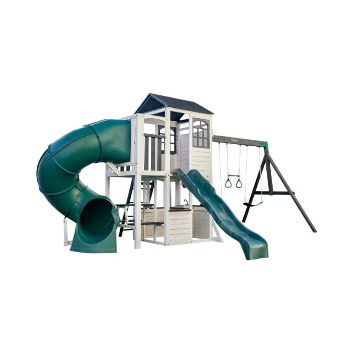 KidKraft Wrangler Way Swing Set / Two-Story Clubhouse Playset with Sli ...