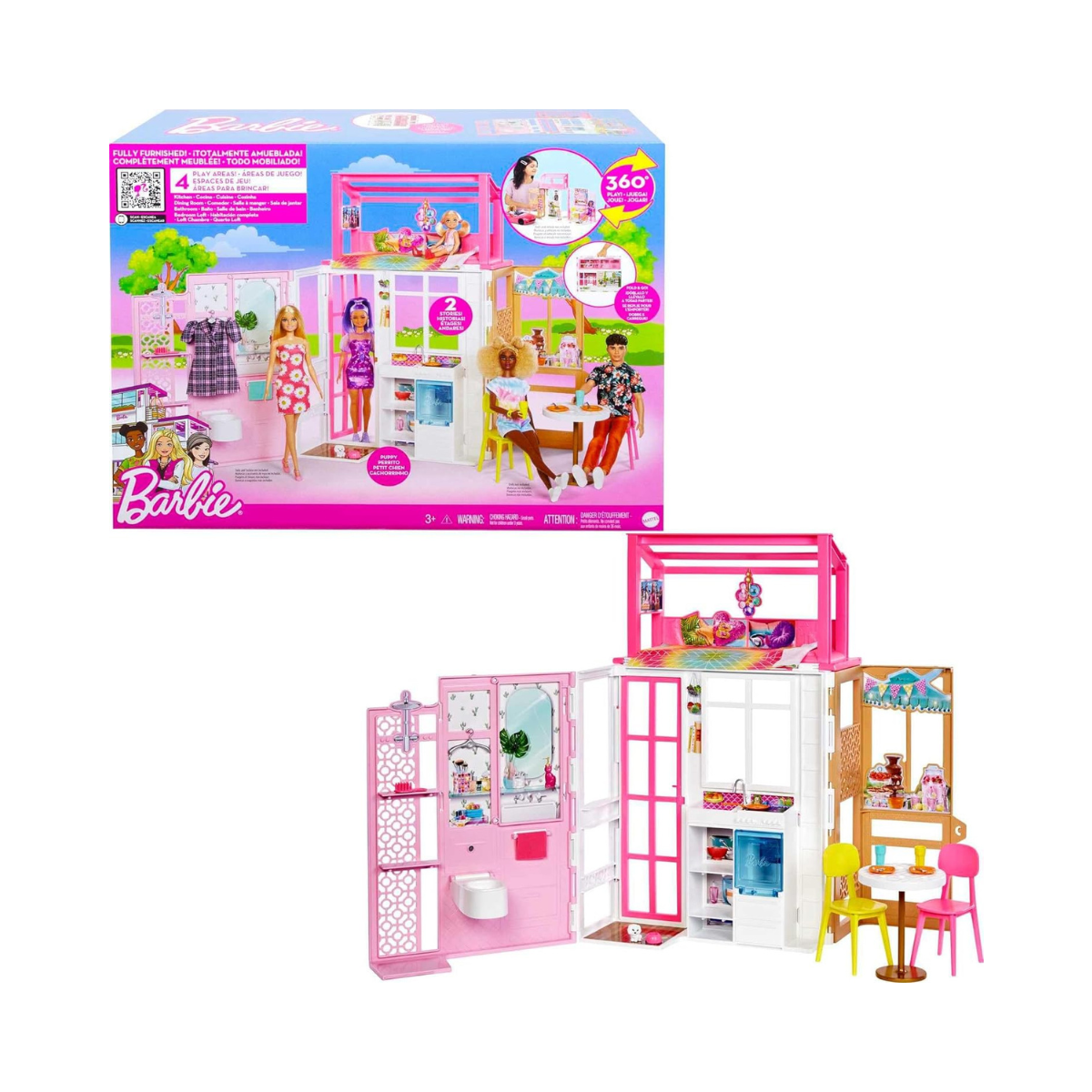 Barbie HCD48 First Cute Pink 2-Story House Playset, Includes Doll, Pet ...