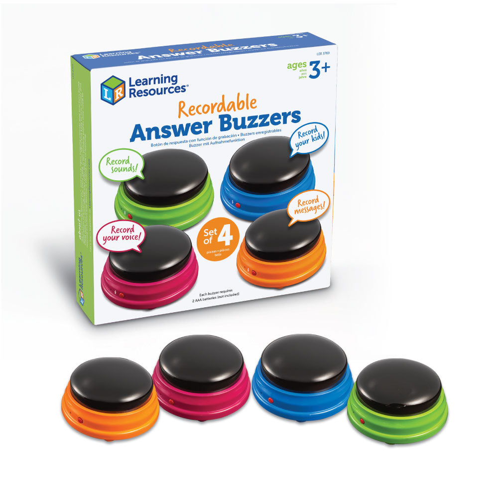 Learning Resources Recordable Answer Buzzers (Set of 4), Personalizabl ...
