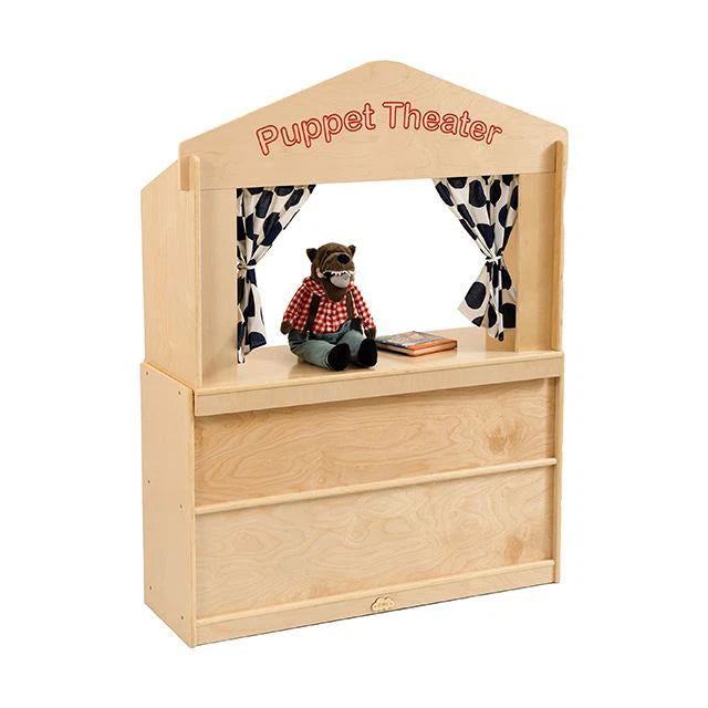 JOOYES Wooden Puppet Theatre Playhouse, Birch Plywood Dramatic Play St ...
